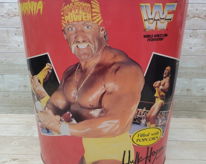 1991 WWF Metal Trash Can - Ultimate Warrior Hulk Hogan Wrestling ECW ...