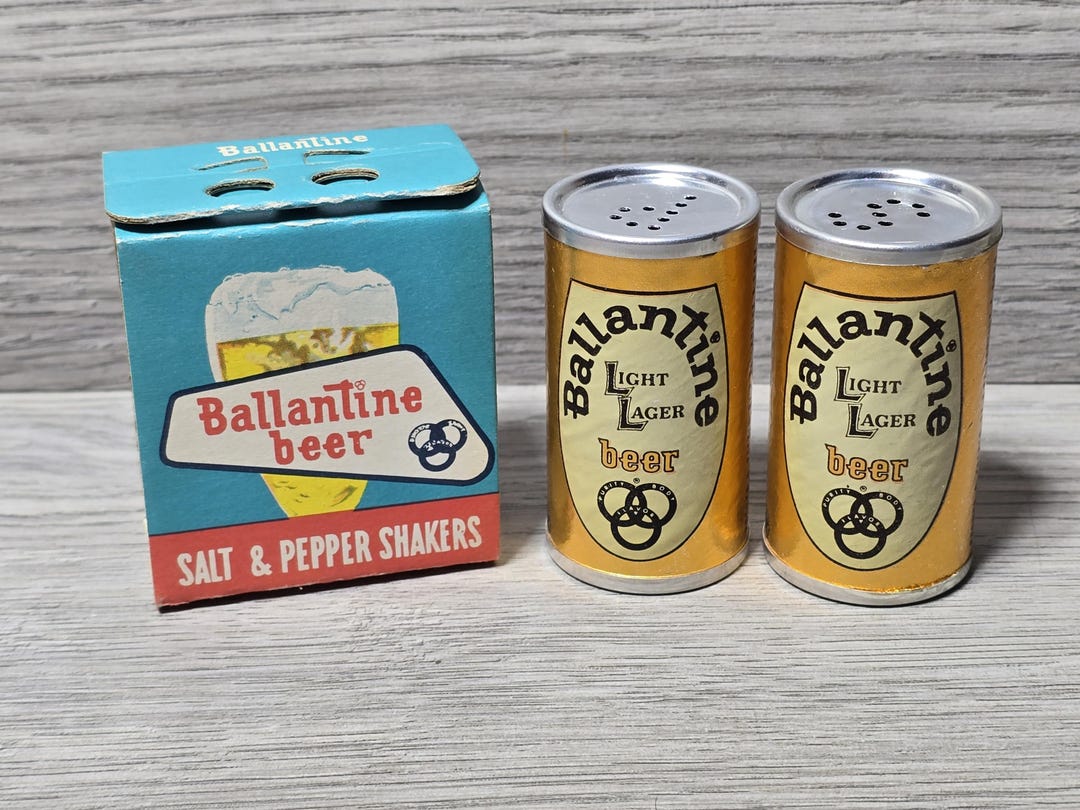 1960s Ballantine Beer Can Salt & Pepper Shakers W/ Original Box New ...