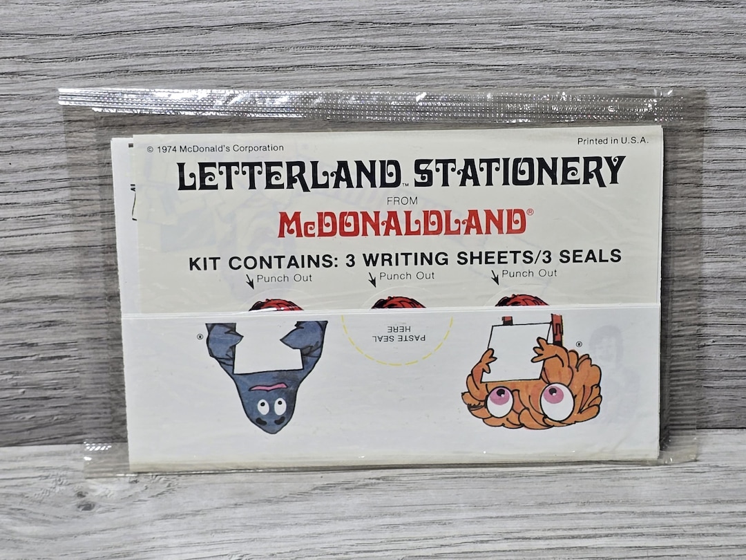 1974 SEALED Mcdonalds Letterland Stationery Sheets Mcdonaldland Kit - Etsy