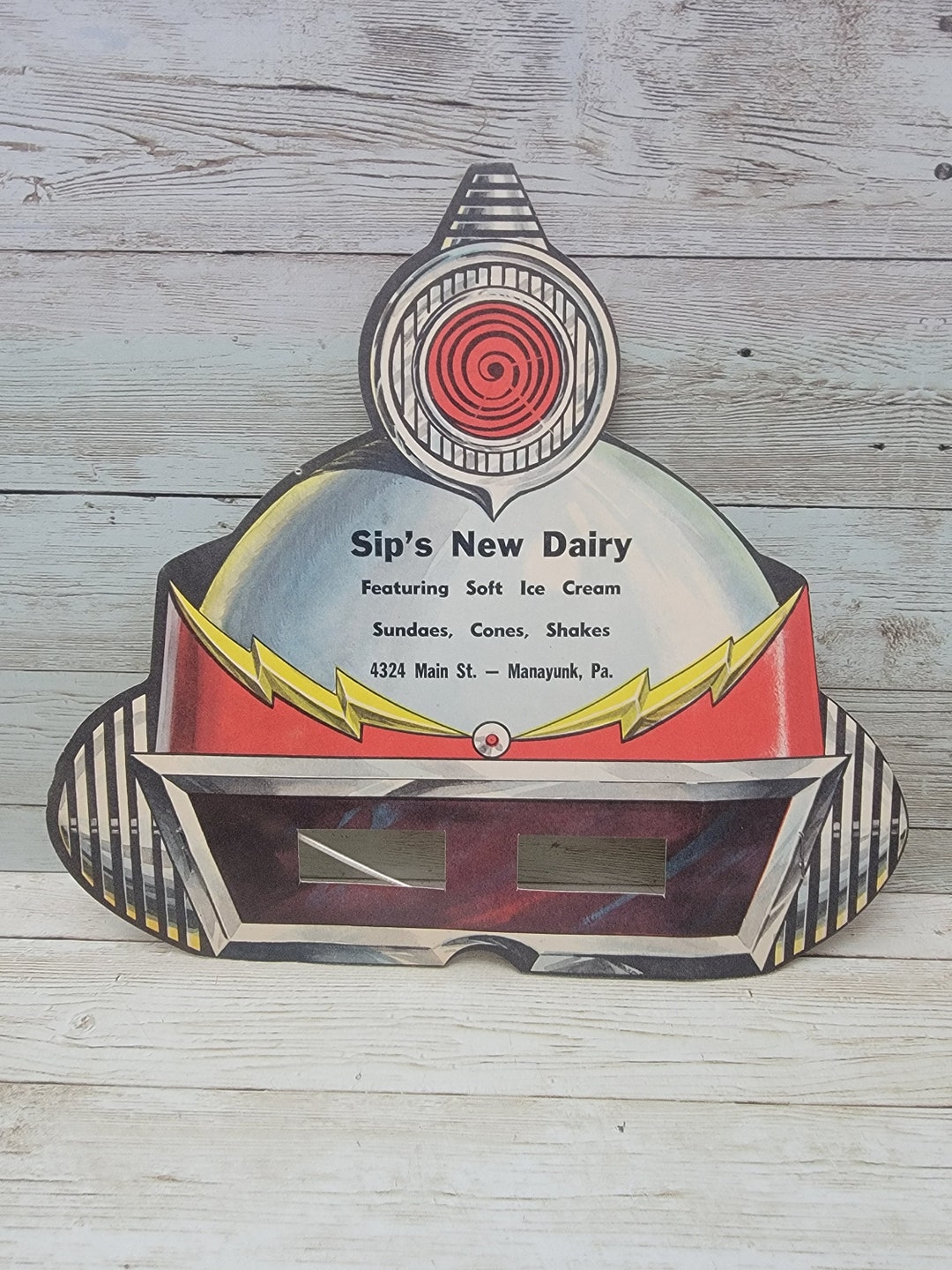 1950s Alien Sci-fi Space Mask Advertising Sip's New Dairy Manayunk PA ...