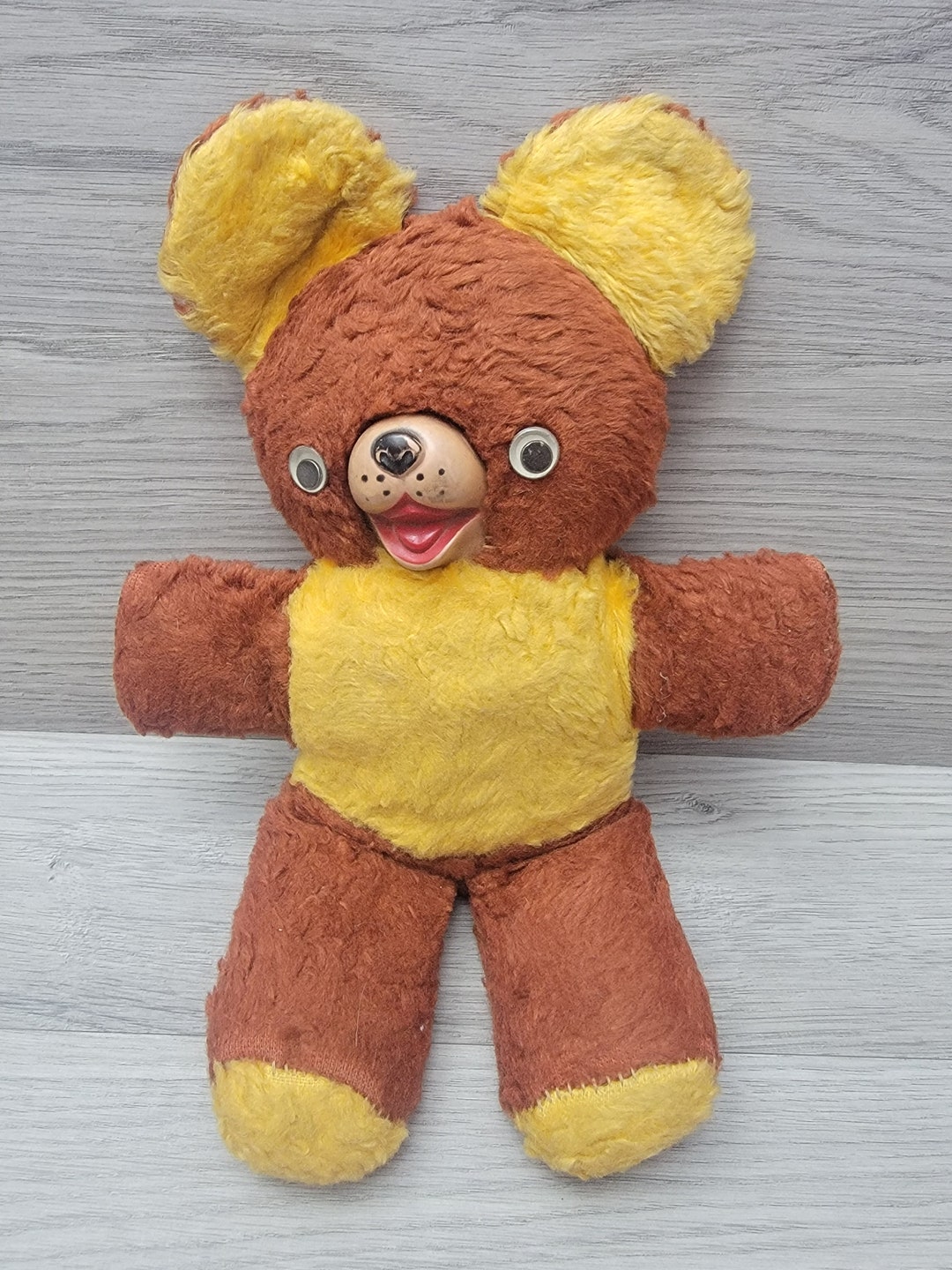 Buy 1950s Vintage Teddy Bear Rubber Face Nose Plush Googly Eyes Online ...