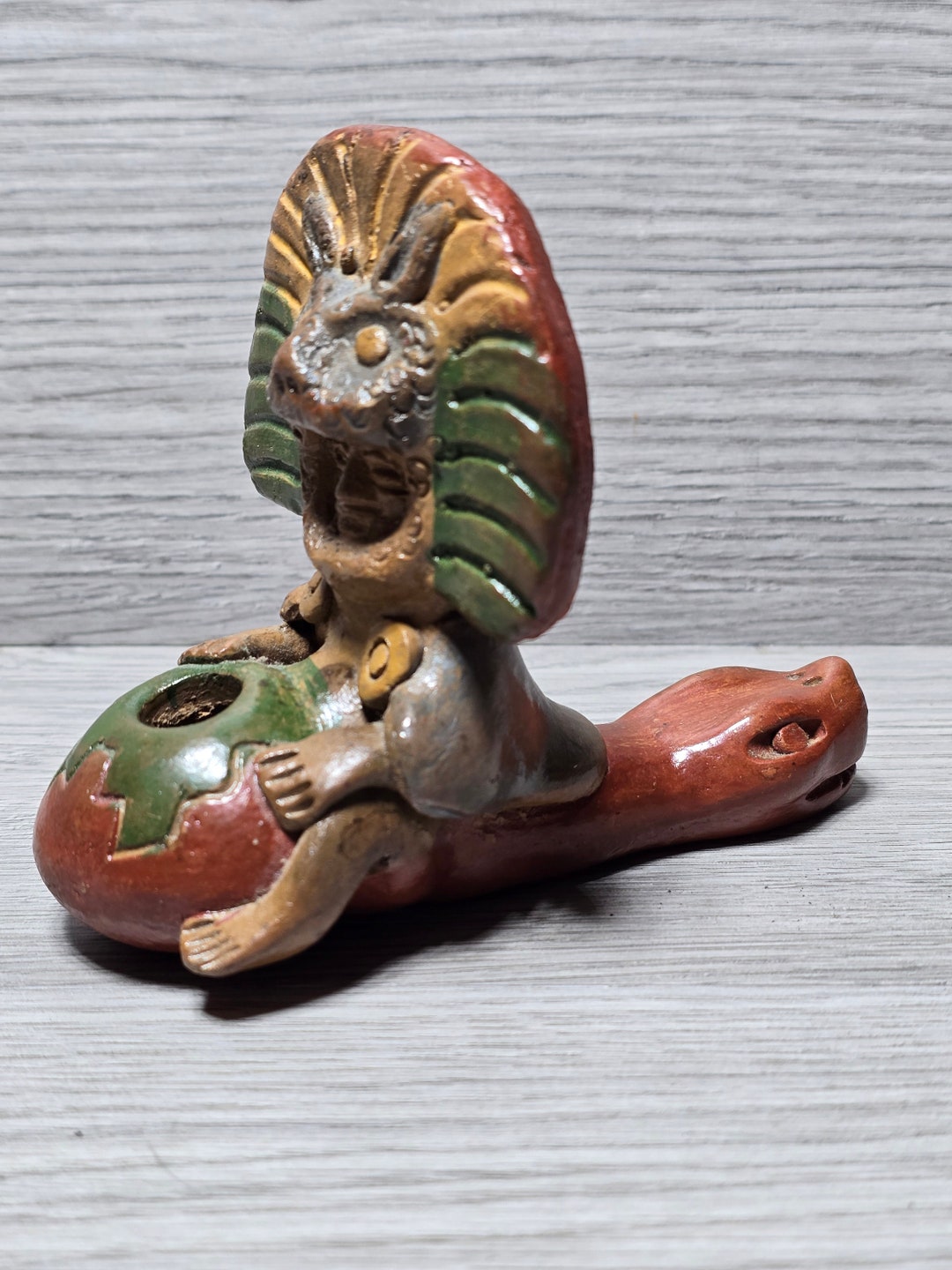 Vintage Mayan Aztec Snake Terracotta Clay Pottery Pipe Tribal - Etsy