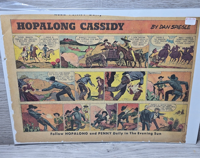 1950 Hopalong Cassidy Sunday Western Cowboy Comic Advertising Page 15 ...