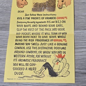 1953 Novelty Perfume Old West Corral #5 Souvenir Letter RARE Cowboy ...