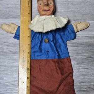 Antique Hand Carved Wood Head Felt Hands German Jester Hand Puppet ...
