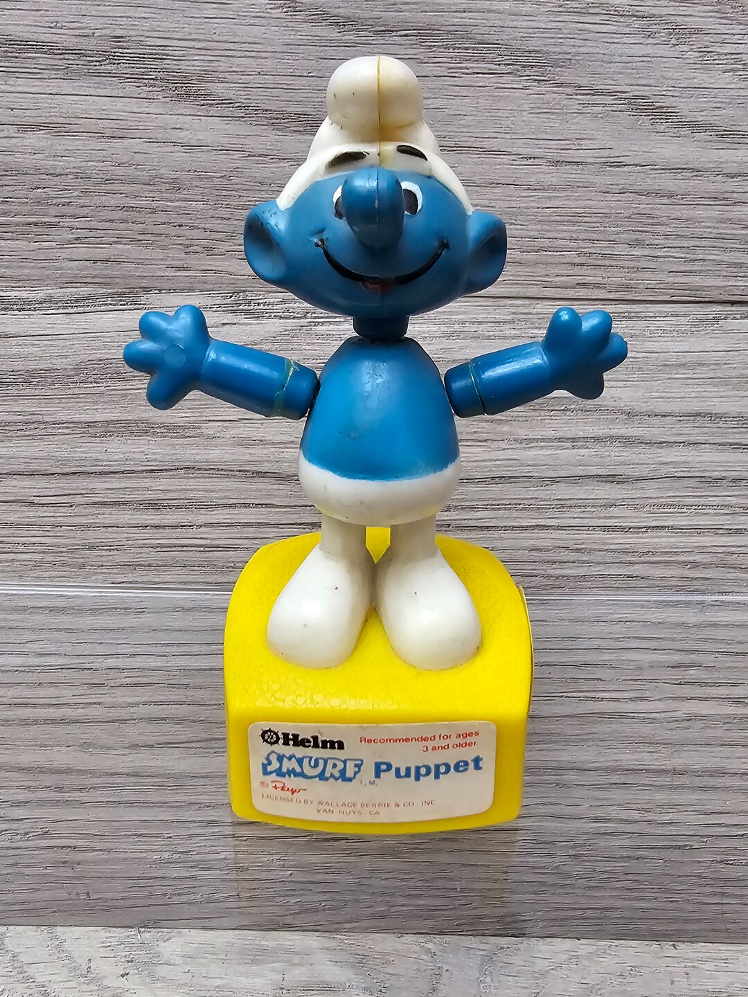 1980s SMURF Push Button Puppet British Patent Made in Hong Kong Works ...