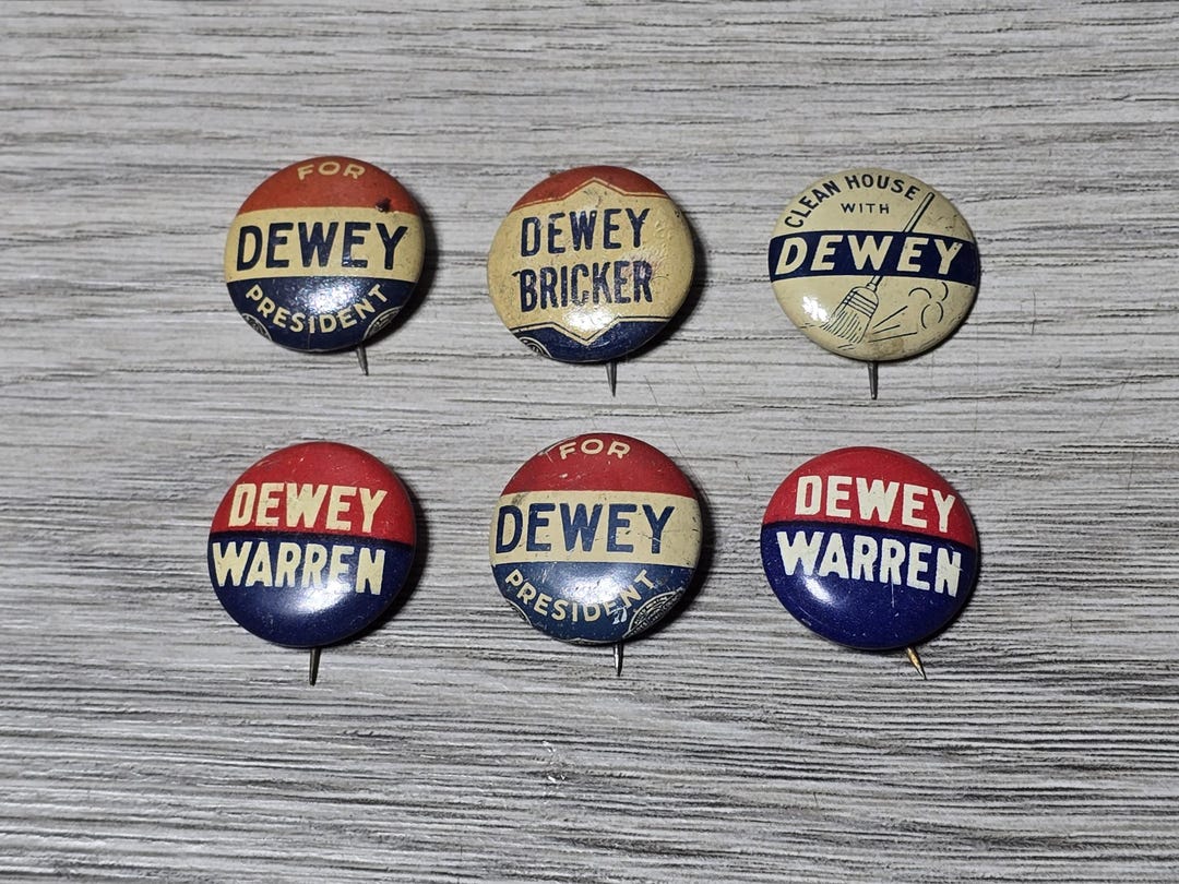 1940s Original Lot of 6 Thomas Dewey Presidential Campaign Pinback ...