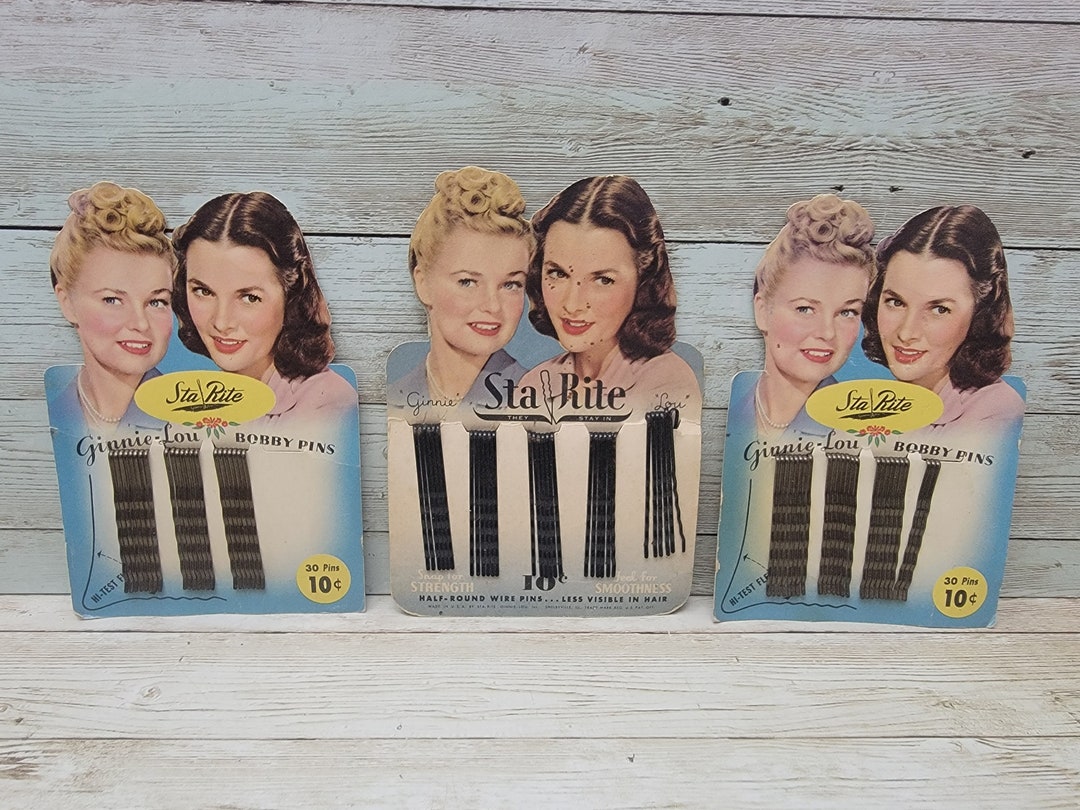 1940s Wwii Era Bobby Pins Sta Rite Hair Pins On Advertising Etsy