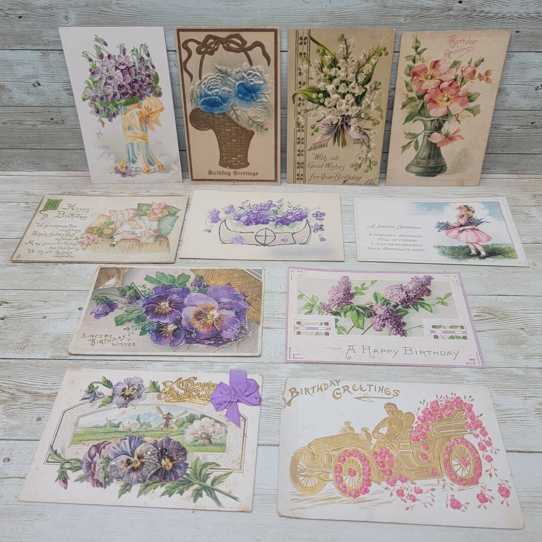 Vintage Happy Birthday Postcard Lot of 11 Postcards - 1 Cent Stamps - Etsy
