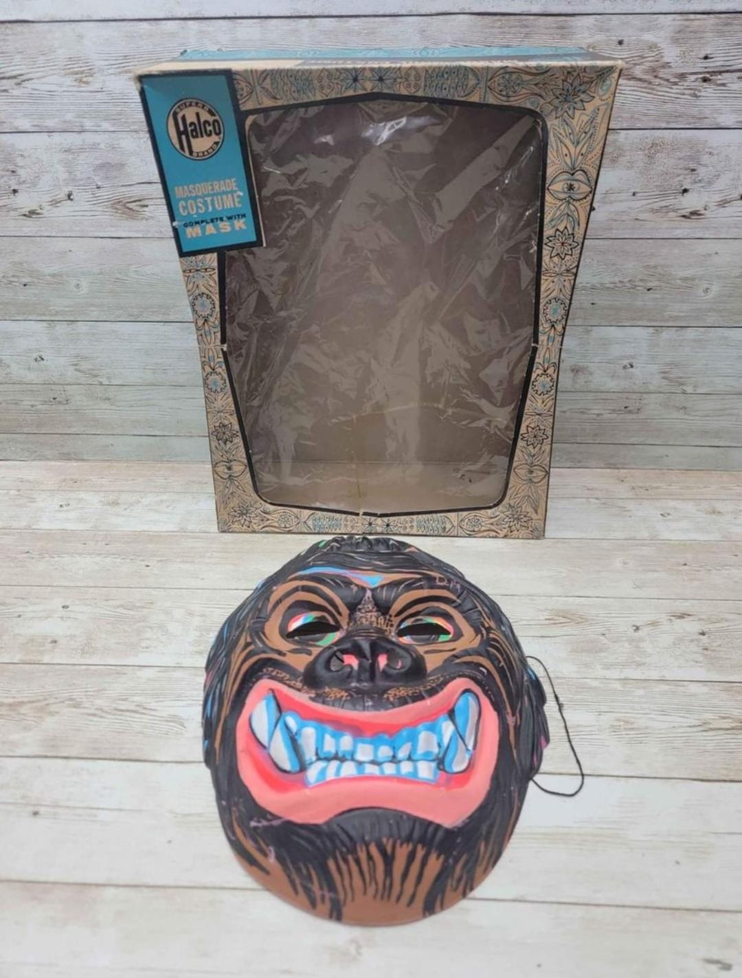 1960s Halco HTF Halloween Gorilla Mask and Box Only King Kong Monkey ...