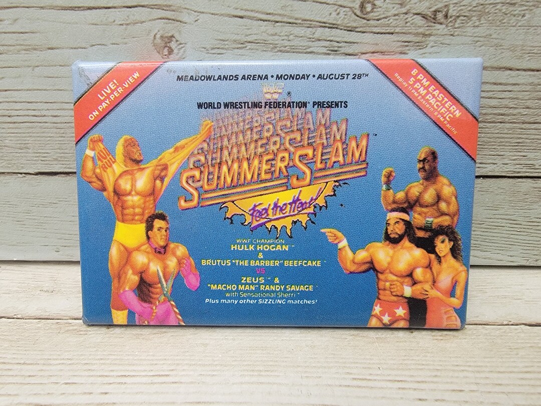 1989 WWF Summer Slam Pin Meadowlands Hulk Hogan Beefcake Zeus Wrestling ...