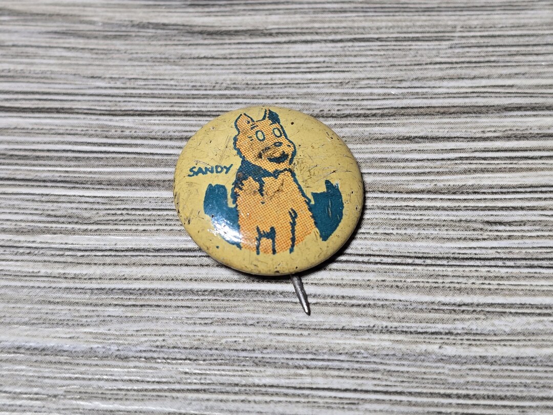 1945 Kellogg's Pep Annies Dog Sandy Comic Strip Pinback Button Cereal ...