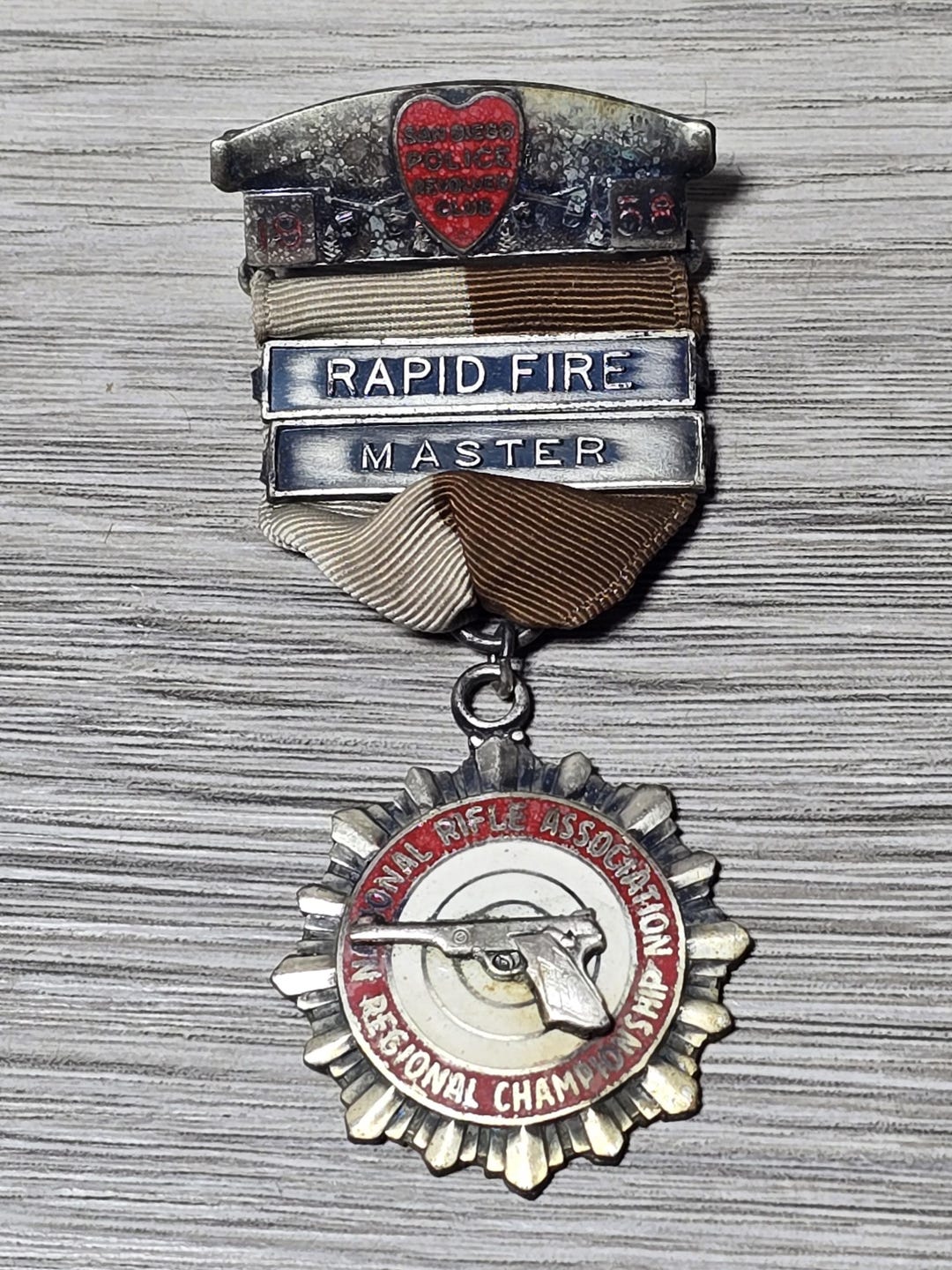 1958 San Diego Police Revolver Club NRA Rifle Association Award Pin ...