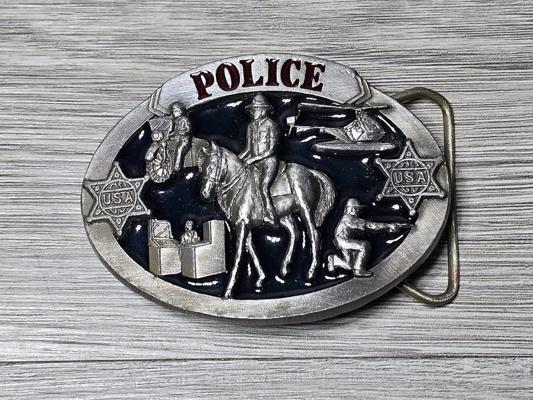 1991 Police Law Enforcement Commemorative Blue Enameled Colored Belt ...