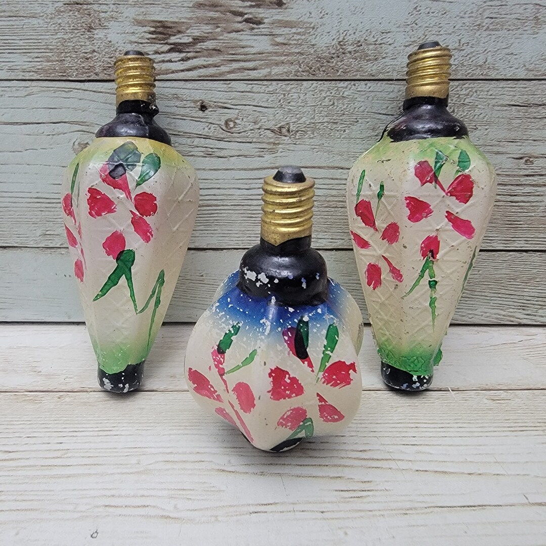 1940s Christmas Hand Painted Glass Light Lantern Bulb Lot of 3 Japan - Etsy