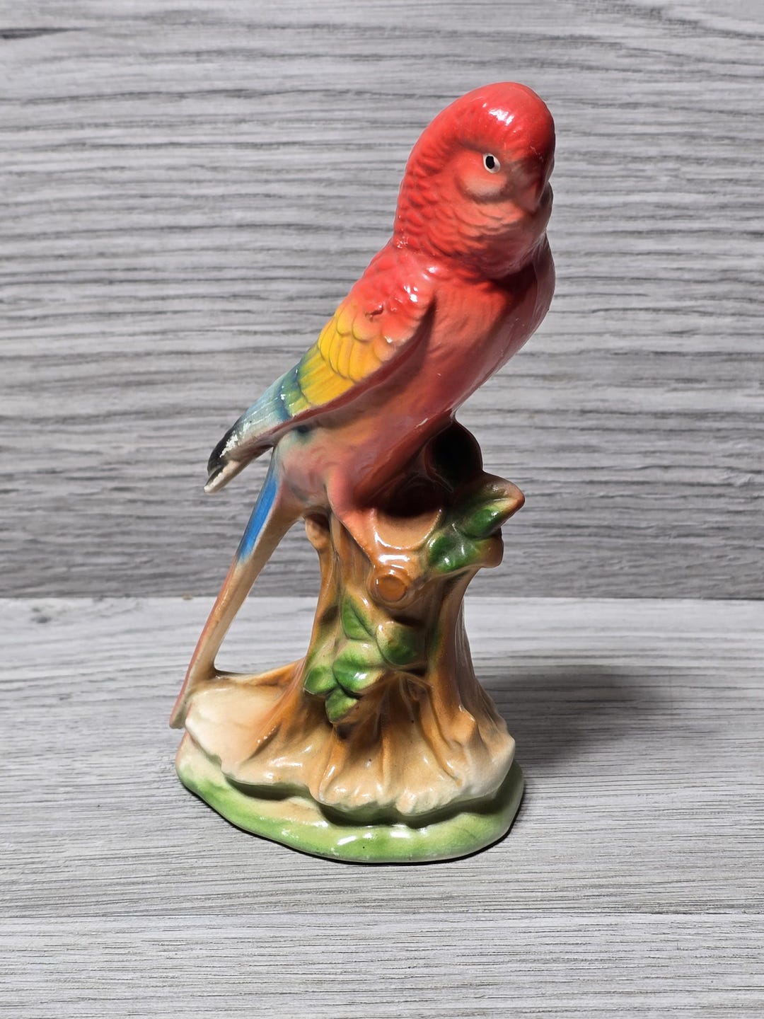 1960s Hand Painted Ceramic Bird Figurine Parrot Parakeet 5.5'' Tall ...