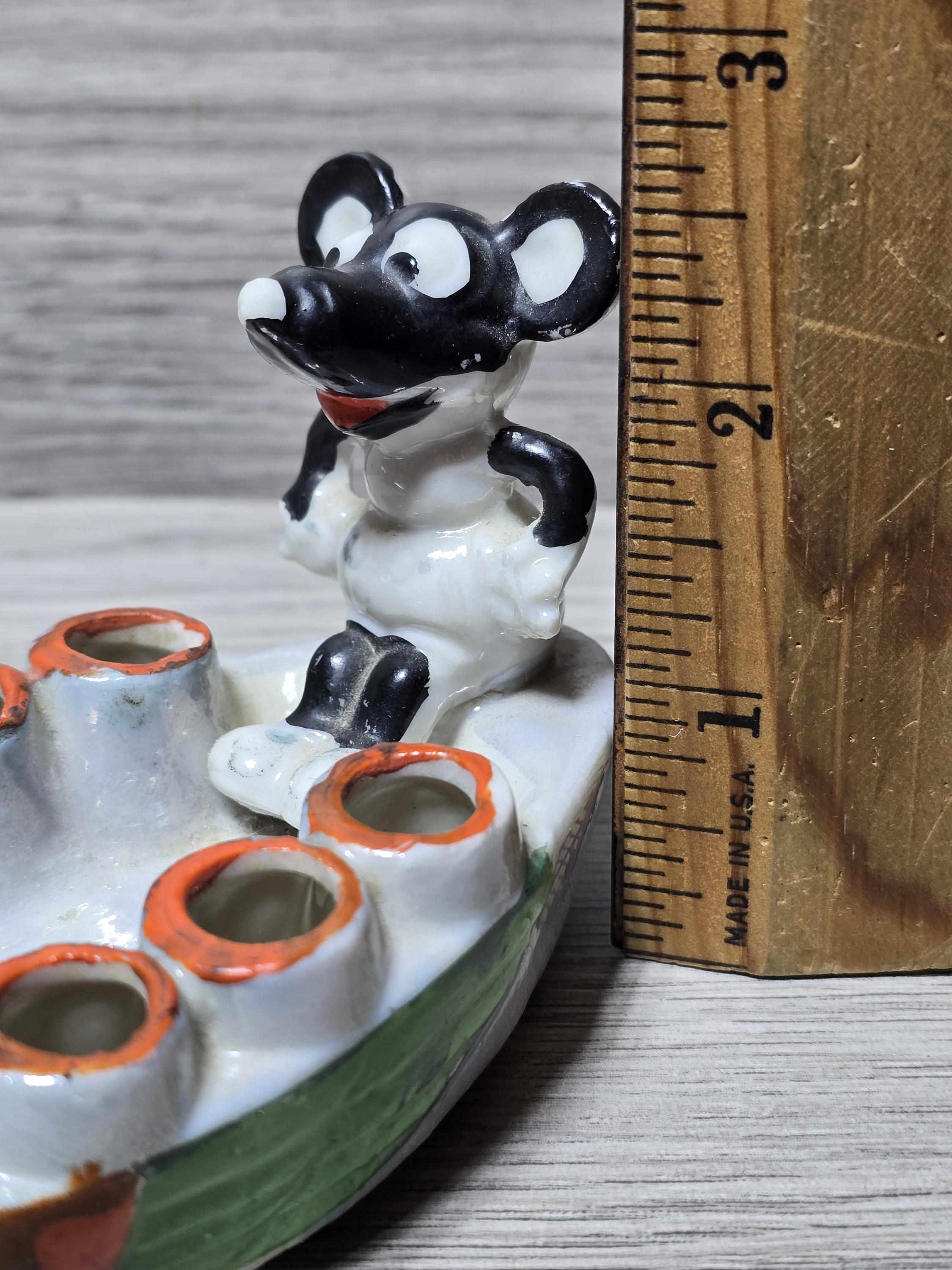 1930s RARE Disney Mickey Mouse Bisque Lusterware Cigarette Ashtray Boat ...