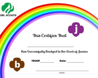 Girl Scout Bridging Certificate Brownies to Juniors Printable - Etsy