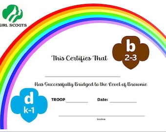 Girl Scout Daisy to Brownie Bridging Certificate - Etsy