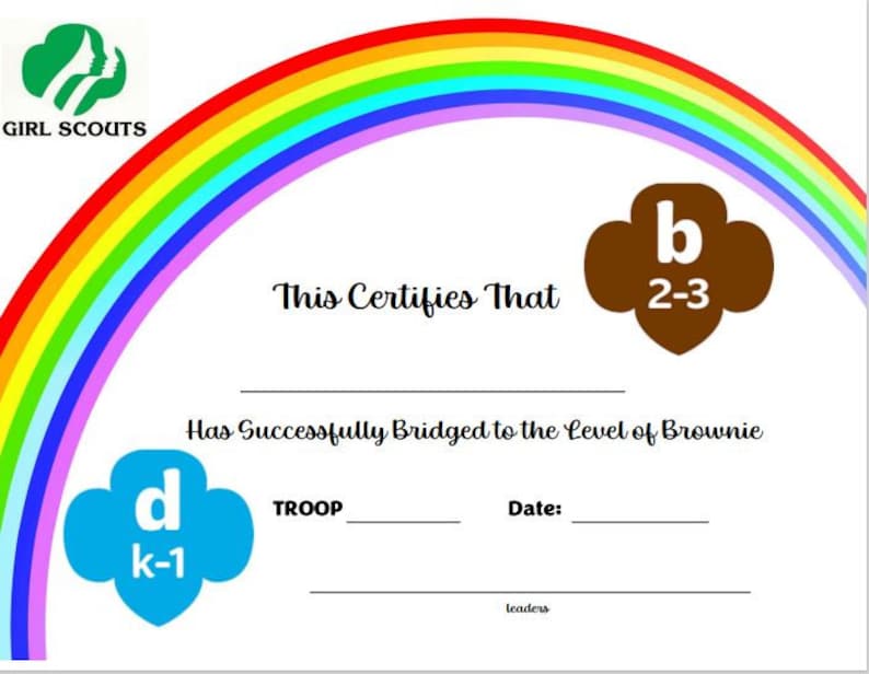 Daisy to Brownie Bridging Certificate - Etsy