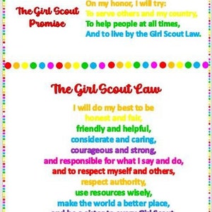 Girl Scouts Law & Promise - Etsy