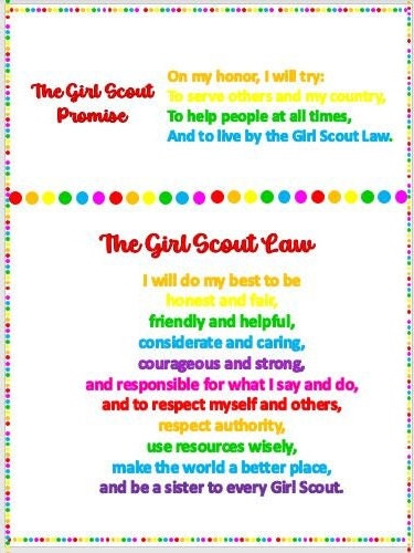 Girl Scouts Law & Promise - Etsy