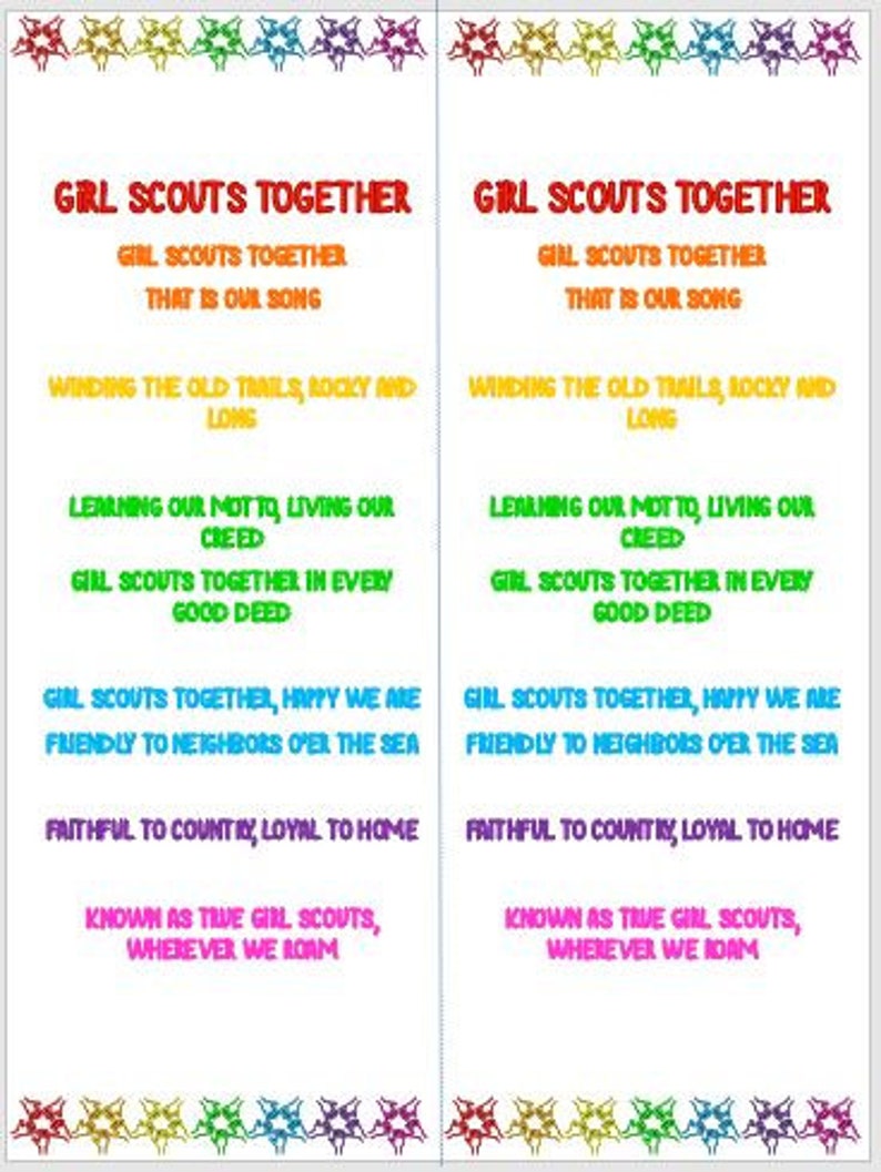 Girl Scouts Together Song Printable - Etsy