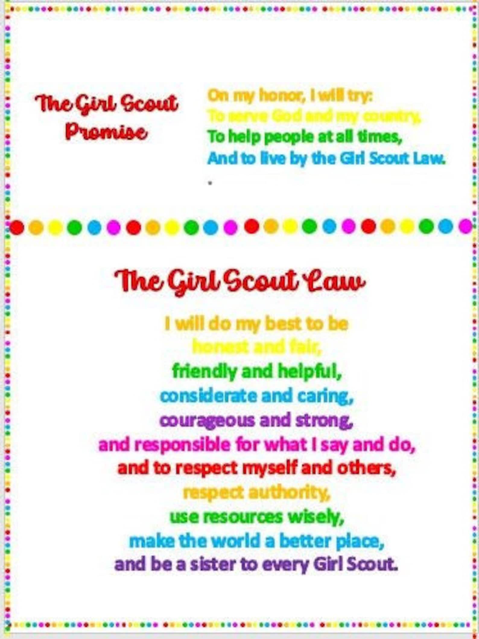 Girl Scouts Law & Promise - Etsy