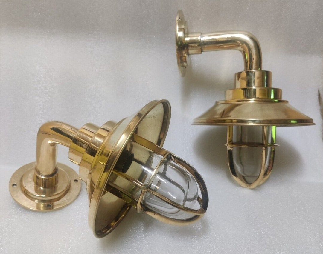Nautical Bulkhead Light Marine Solid Brass Wall Light With Shade - Etsy