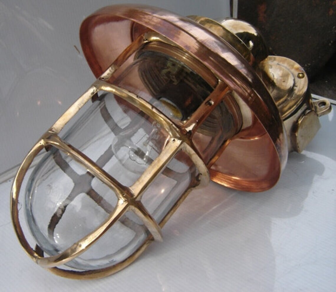 Nautical Marine New Brass Passage Light With Copper Shade and Extra ...