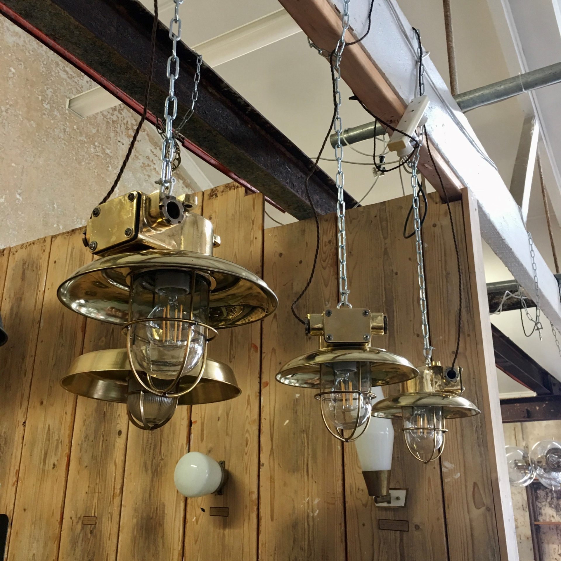 Brass Captains Lights Ceiling Hanging Nautical Light With Chain - Etsy UK