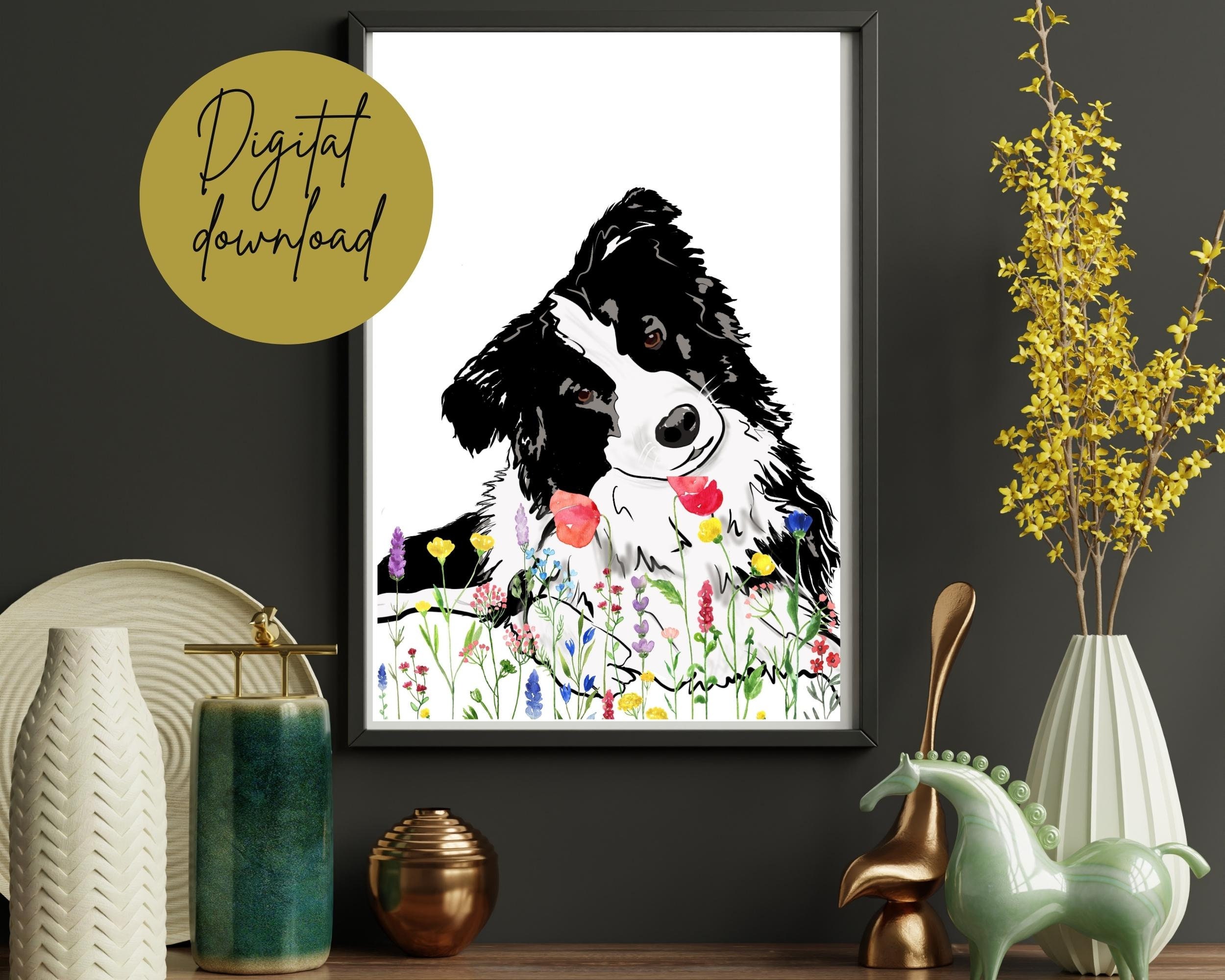 Border Collie Printable Art Piece, Digital Download - Etsy