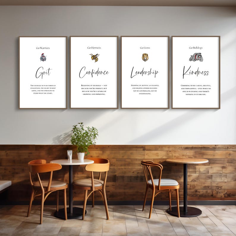 Classroom Printable Posters Set of 6, Custom School Values, Teacher and ...