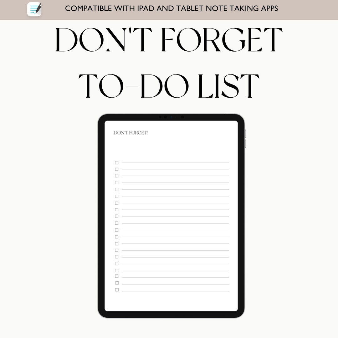 TO-DO LIST Don't Forget Task Tracking Lists Organization Goodnotes iPad ...