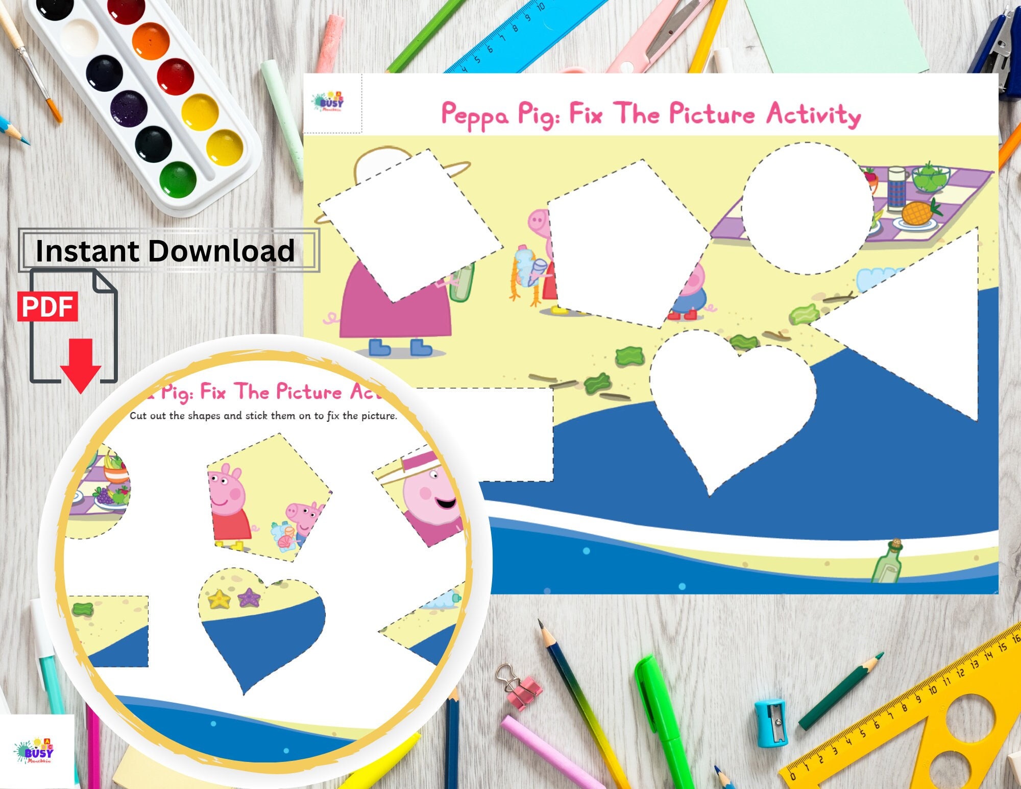 Peppa Pig Shapes Activity, Toddler Educational Homeschool Activity ...