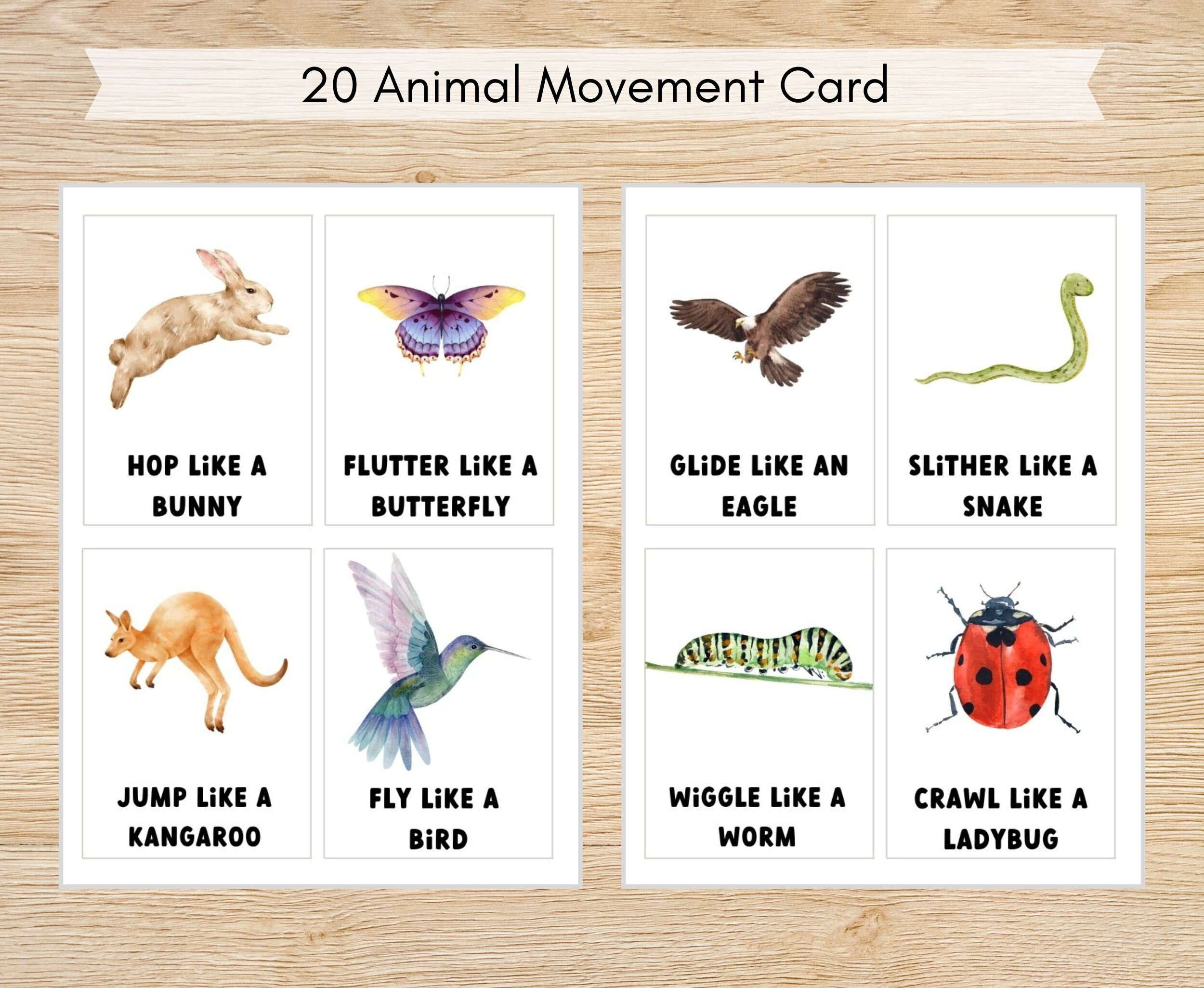 Animal Movement Cards, Movement Activity, Action Cards, Circle Time ...