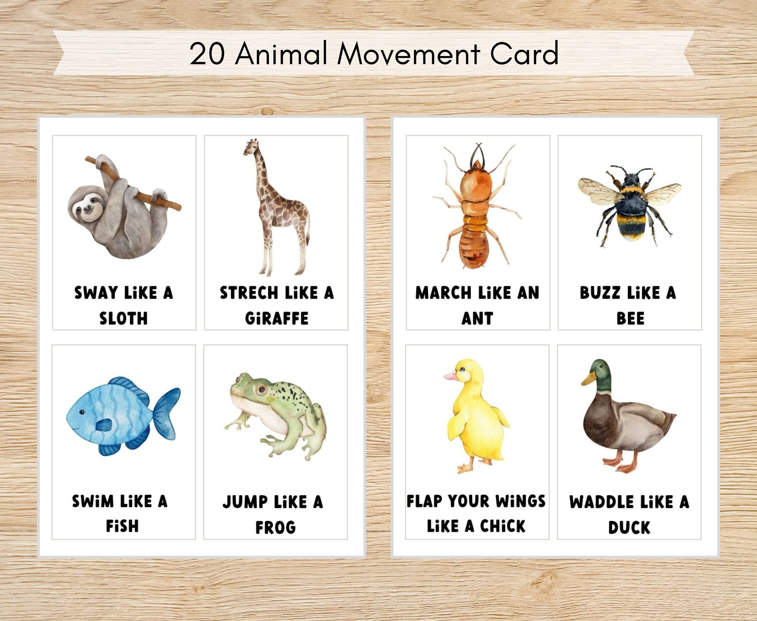 Animal Movement Cards, Movement Activity, Action Cards, Circle Time ...