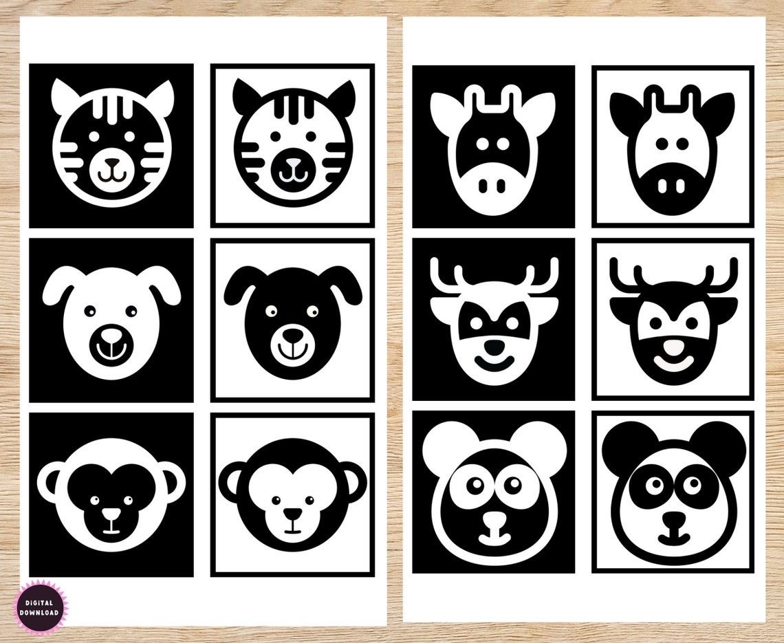 120 Printable Sensory Flashcards, High-contrast Newborn Card,visual ...