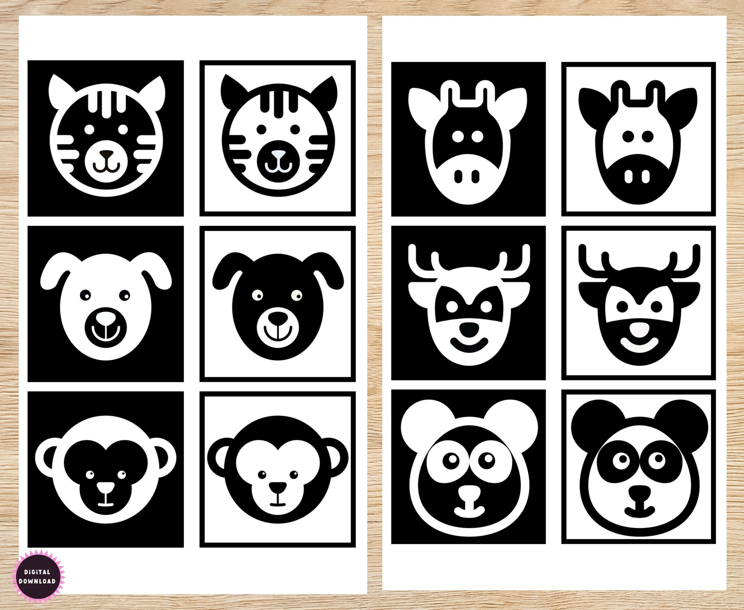 120 Printable Sensory Flashcards, High-contrast Newborn Card,visual ...