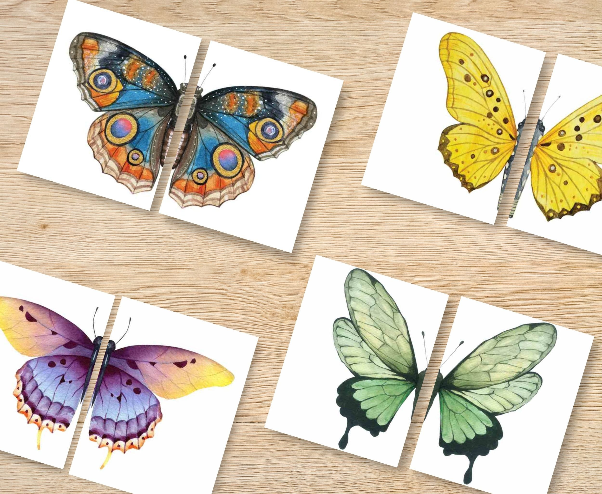 Butterfly Matching Card Game, Symmetry Puzzle, Butterfly Pattern Card ...