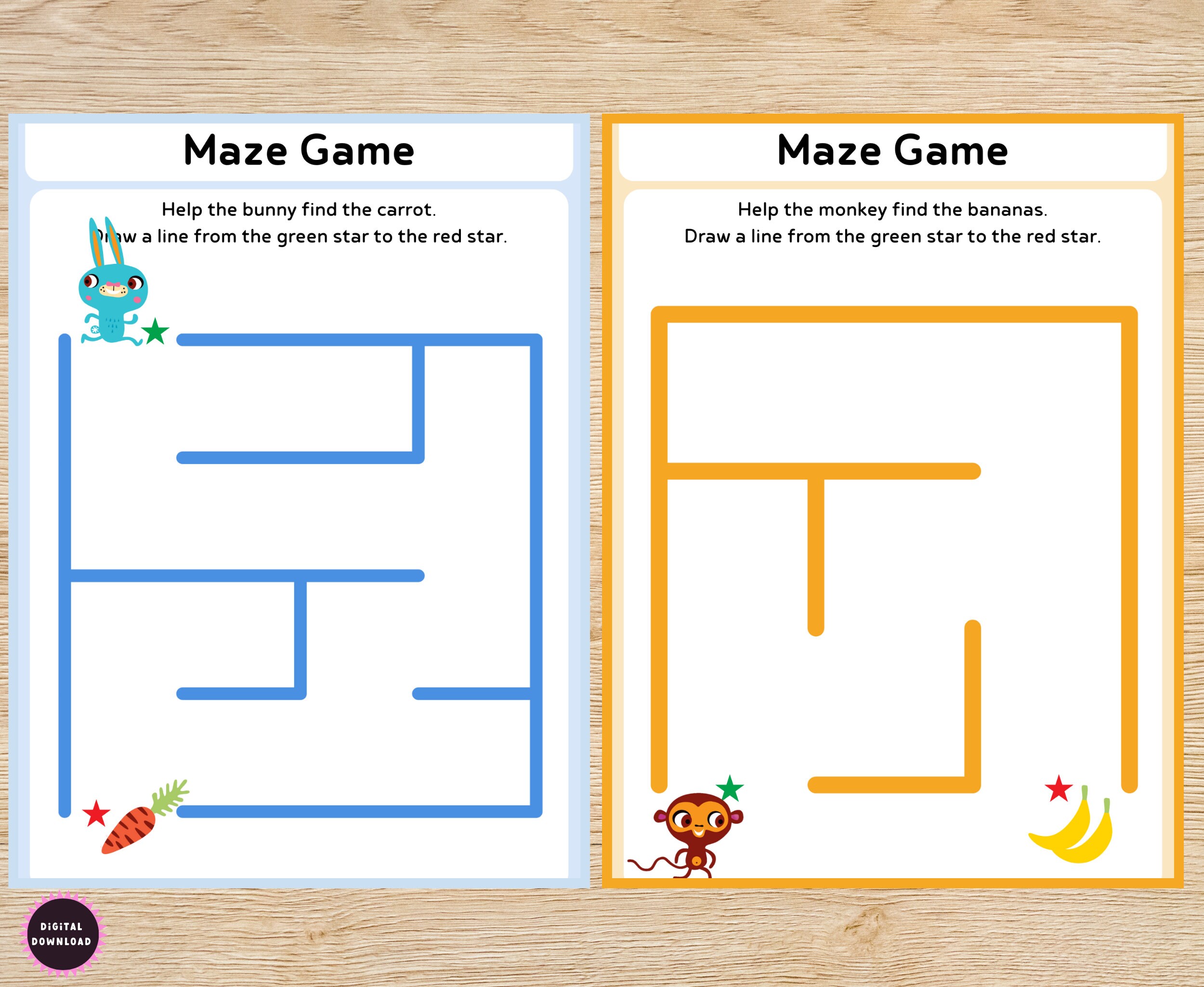 Printable Maze Bundle for Kids 3-5 Years, Preschool Learning Activity ...