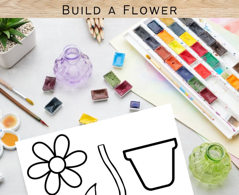 Build a Flower Printable Craft Flower Paper Craft Spring - Etsy