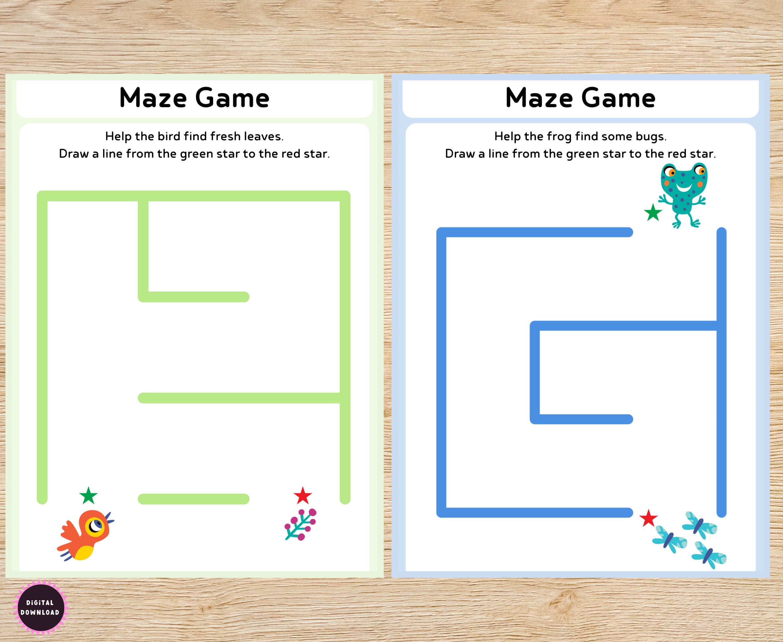 Printable Maze Bundle for Kids 3-5 Years, Preschool Learning Activity ...