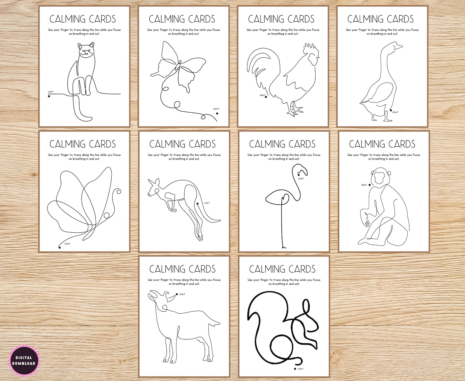 Finger Tracing Calming Cards, Calm Down Corner Activity, Meditation ...