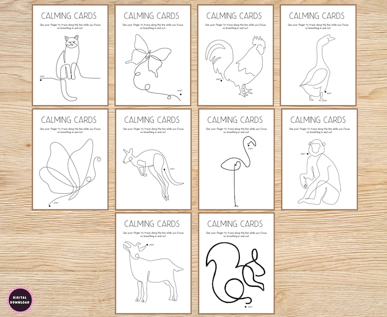Finger Tracing Calming Cards, Calm Down Corner Activity, Meditation ...
