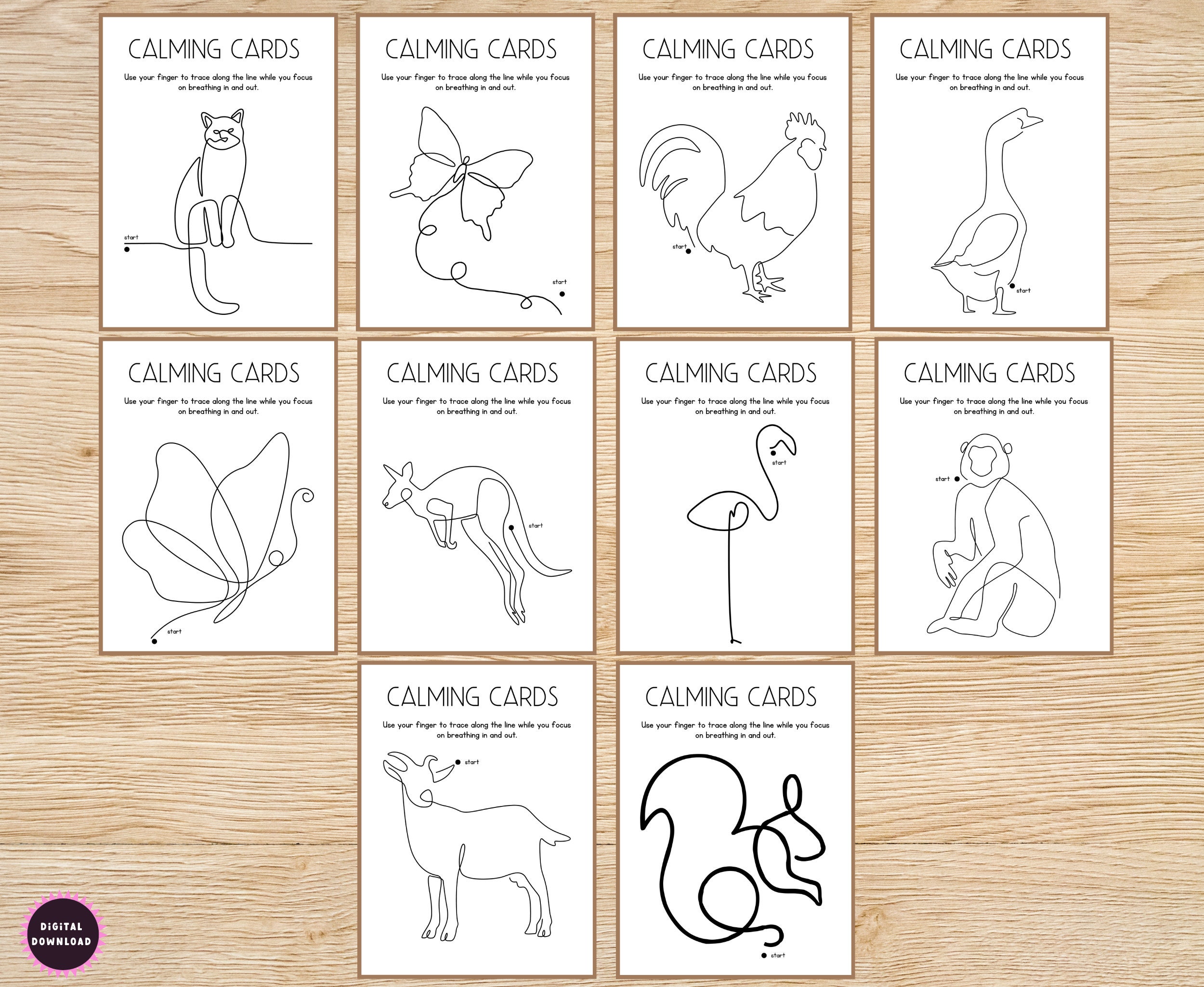 Finger Tracing Calming Cards, Calm Down Corner Activity, Meditation ...
