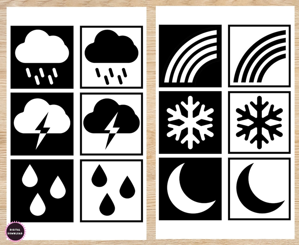 120 Printable Sensory Flashcards, High-contrast Newborn Card,visual ...