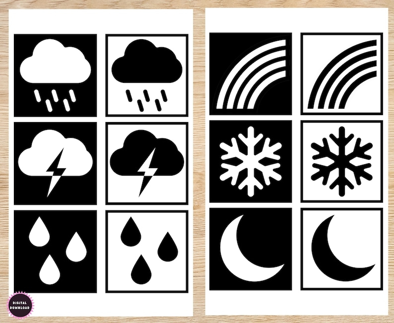 120 Printable Sensory Flashcards, High-contrast Newborn Card,visual ...