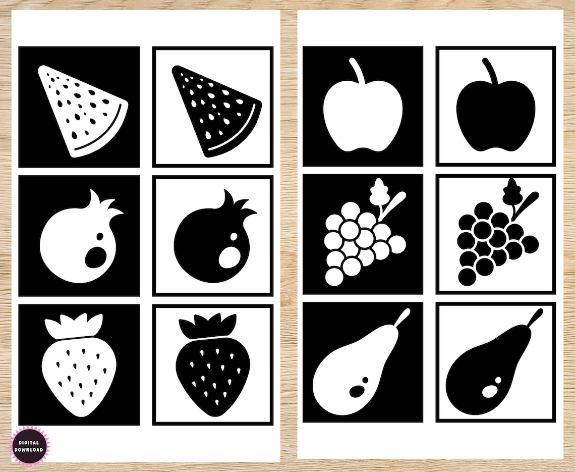 120 Printable Sensory Flashcards, High-contrast Newborn Card,visual ...