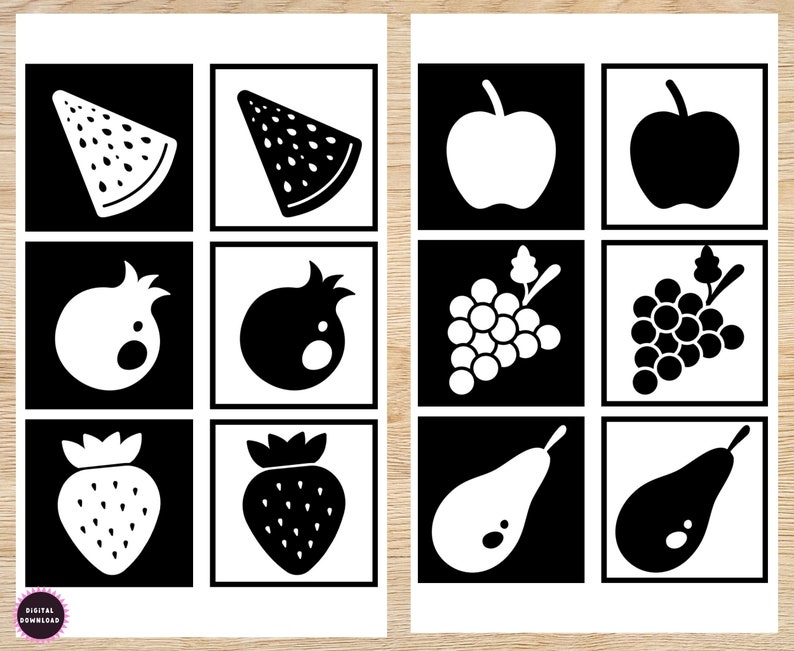 120 Printable Sensory Flashcards, High-contrast Newborn Card,visual ...